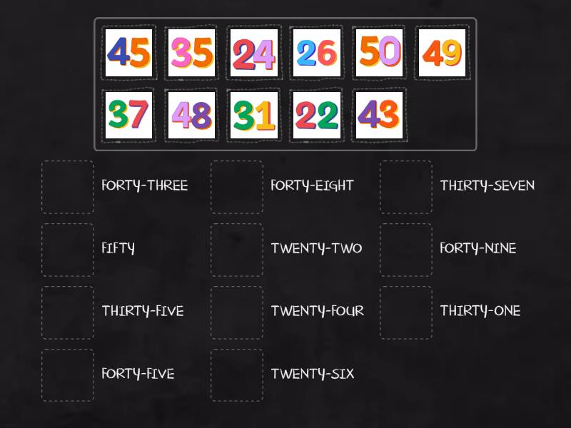 HOW MANY? NUMBERS 20 TO 50 - Match up