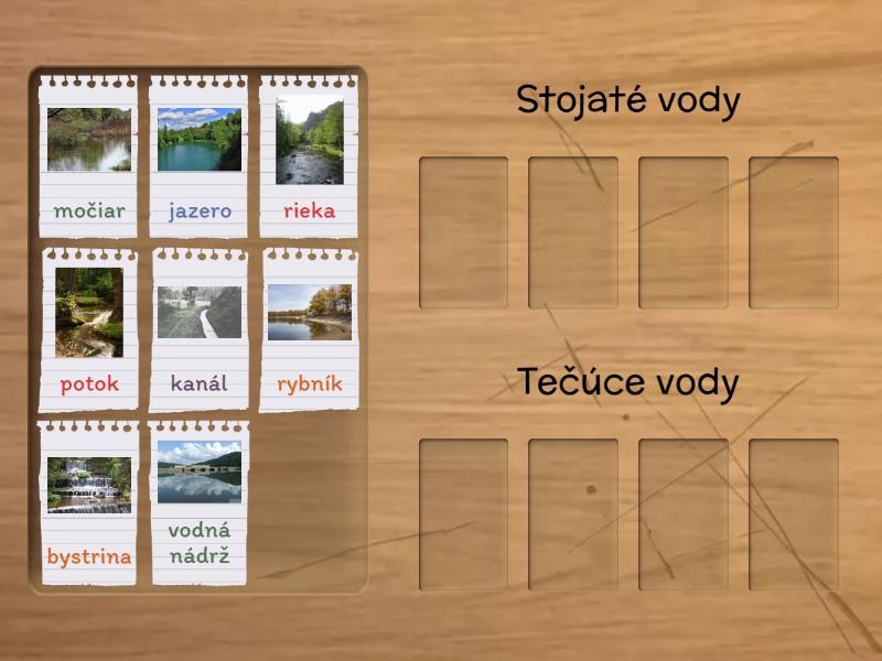 Typy vôd - Group sort