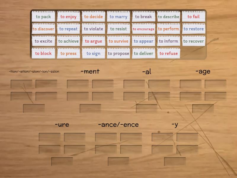 Wordbuilding (Verb-Noun) - Group sort