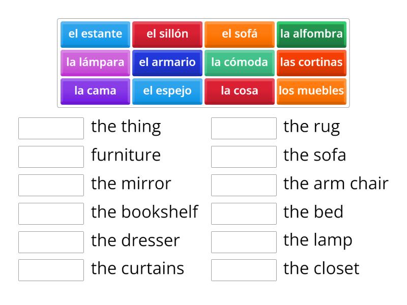 Unidad 5.1 Muebles y cosas en la casa - Match up
