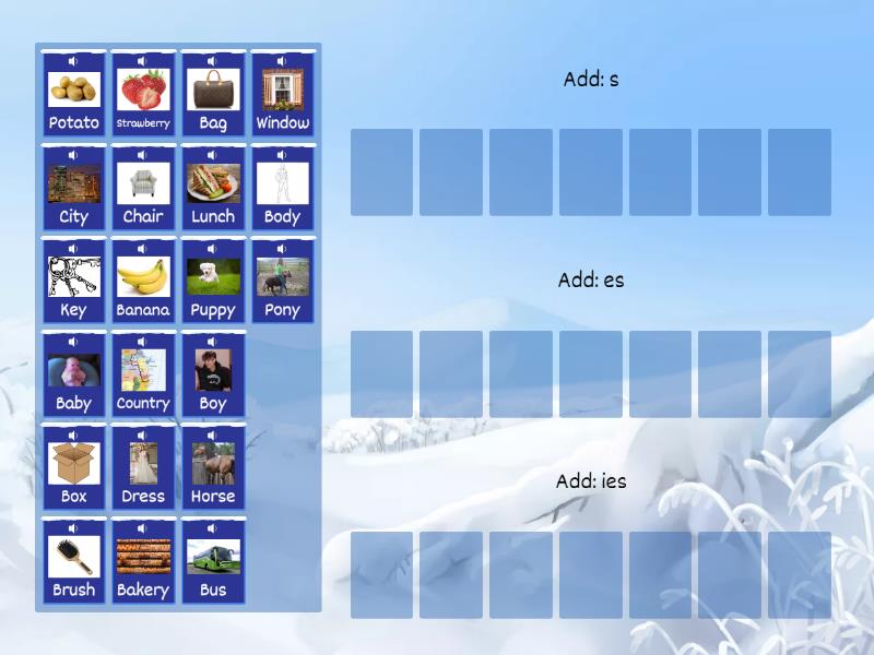 PLURALS: S; ES; IES - Group sort