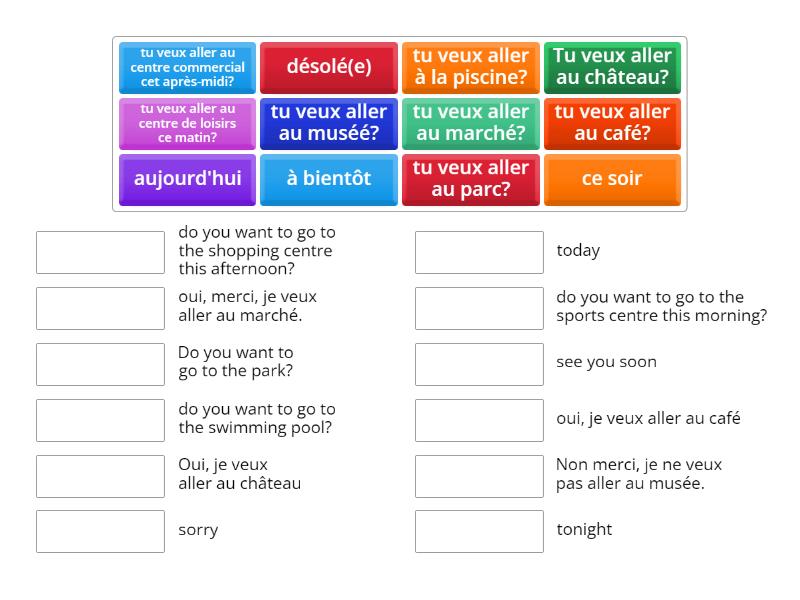 tu veux aller au cafe? - Match up