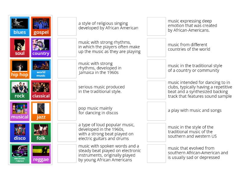 Match the genre to its definition - Match up