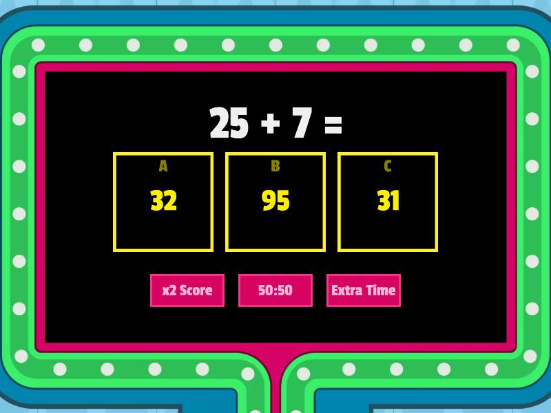 Adding numbers within 100 (with renaming) - Gameshow quiz
