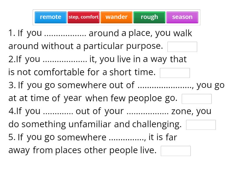 I07 Vocabulary: travelling -Drag the word on the left to the correct ...