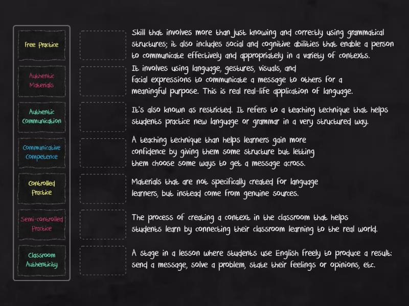 Communicative Classroom Terms - Match up