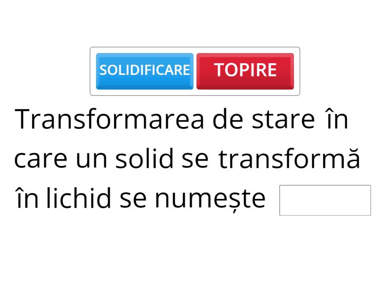 Transformări de stare: topire, solidificare, vaporizare, condensare ...