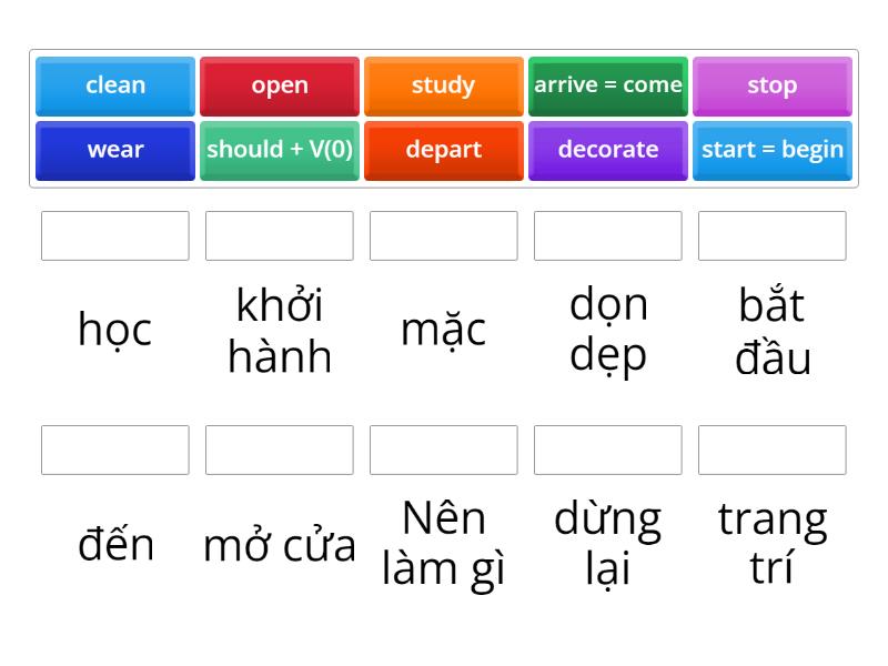 G6-UNIT 4- VERBS ( ĐỘNG TỪ) - Match up