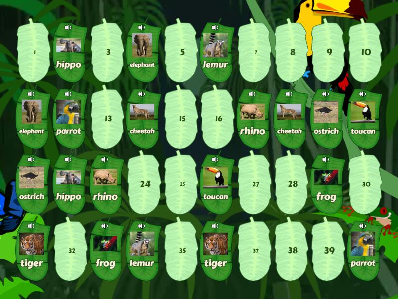 savanna/jungle animals - Matching pairs