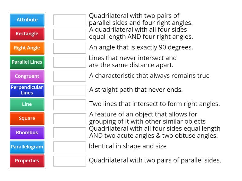 Geometry Terms Matching - Match up