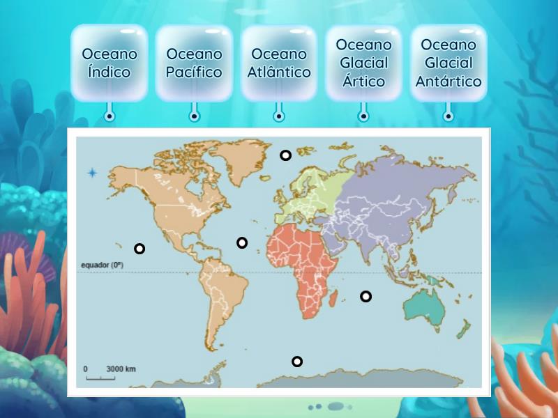Oceanos do Planeta Terra - Labelled diagram