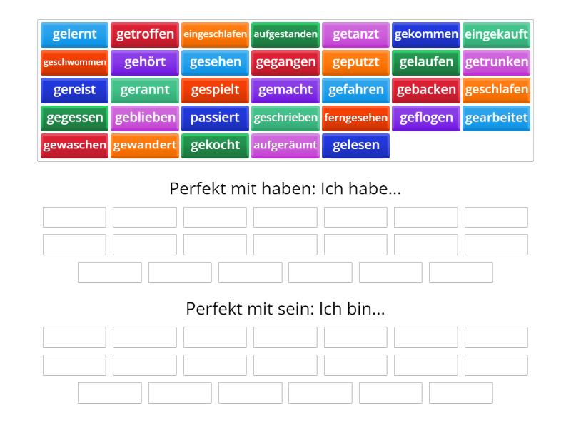 Perfekt- haben oder sein? - Group sort