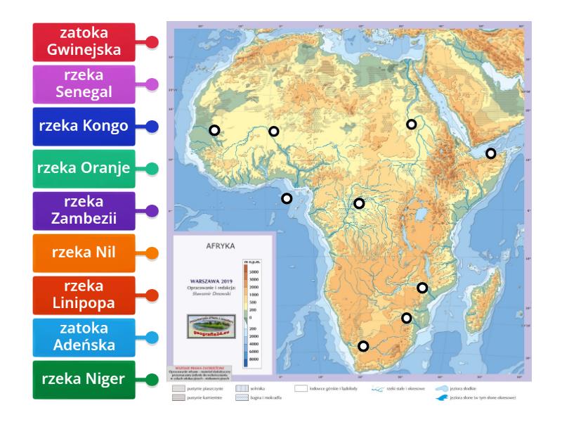 Afryka - zatoki, rzeki - Labelled diagram
