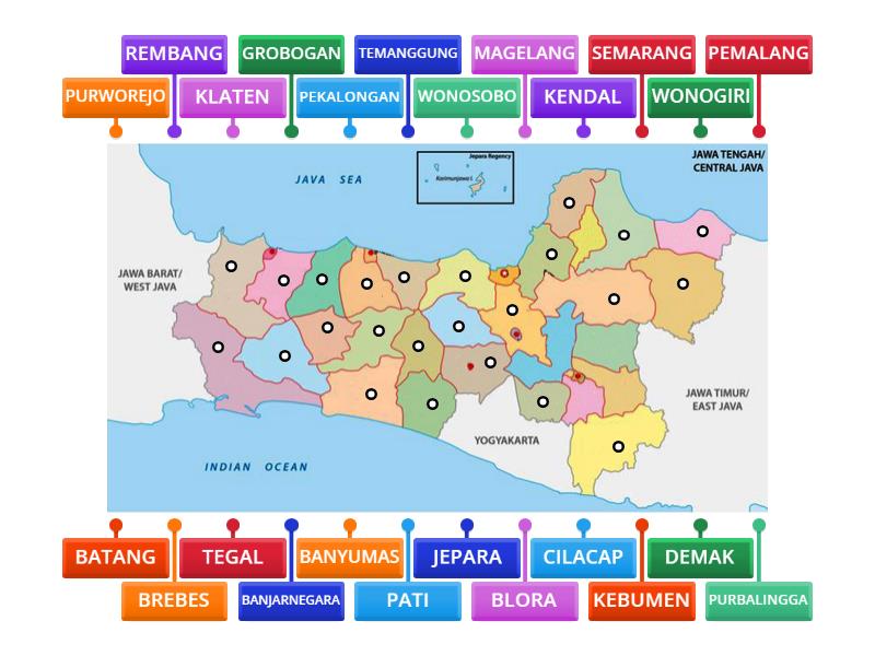 PETA ADMINISTRASI JAWA TENGAH PART 1 - Labelled diagram