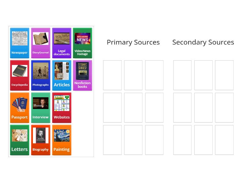 Primary and Secondary Sources - Group sort