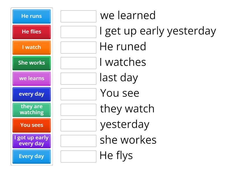 present simple - Match up