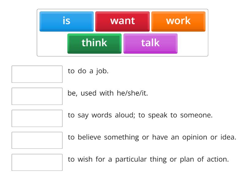 Match the verb with the correct meaning - Match up