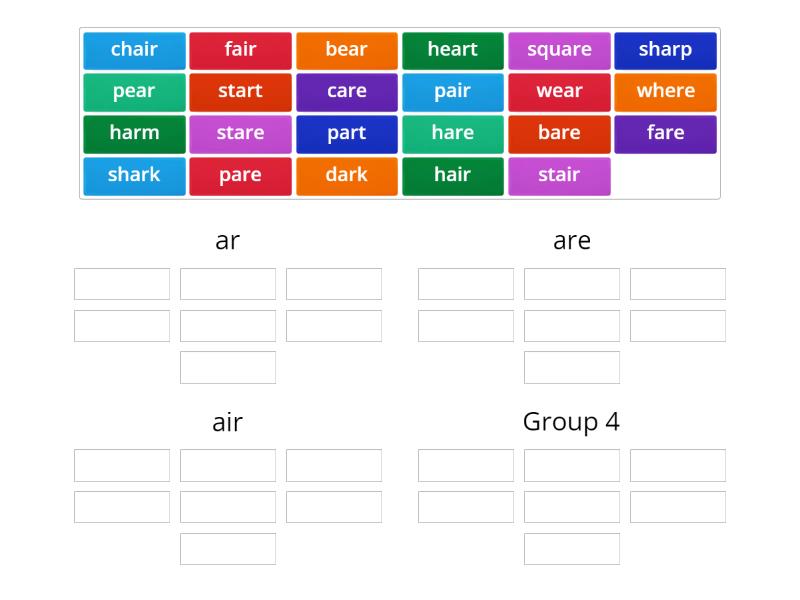 Sort # 25 ar, are, air - Group sort