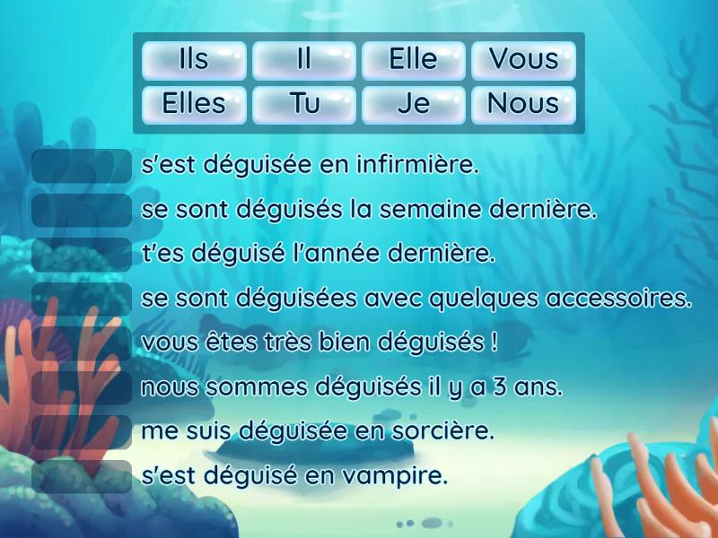 Le verbe "se déguiser" au passé composé. Trouve les bonnes réponses ...