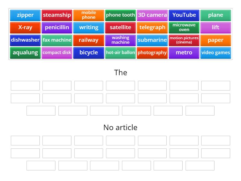 Article with inventions - Group sort