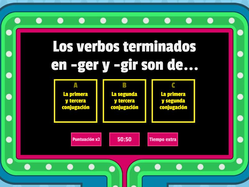VERBOS TERMINADOS EN -GER Y -GIR - Gameshow quiz