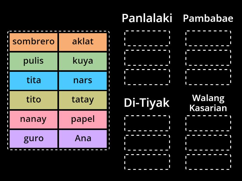 Kasarian ng Pangngalan - Group sort