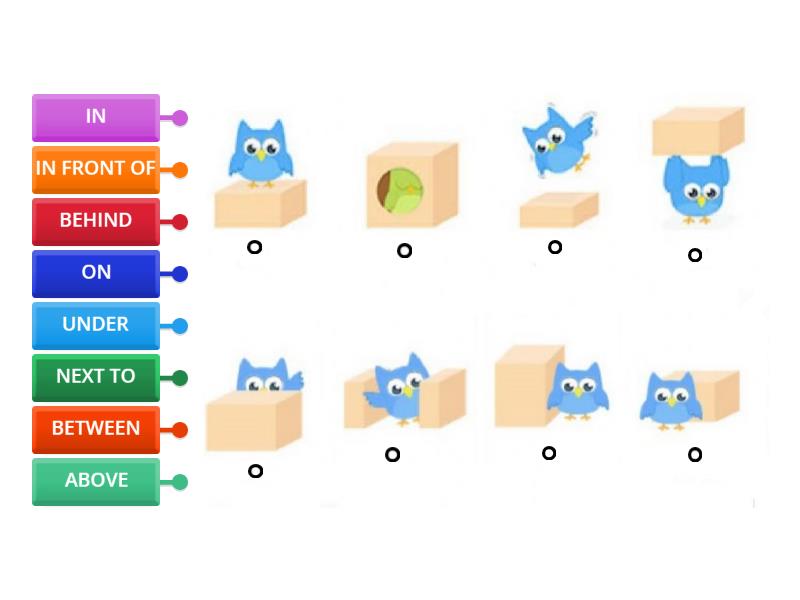 Prepositions of place. - Labelled diagram