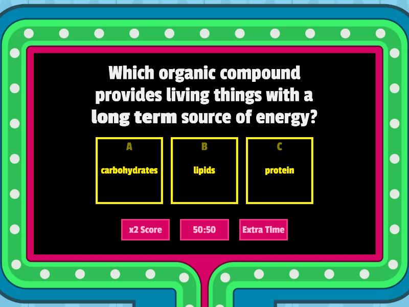 Macromolecule Multiple Choice - Gameshow quiz