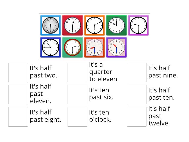 Telling the Time (o`clock /half past) - Match up