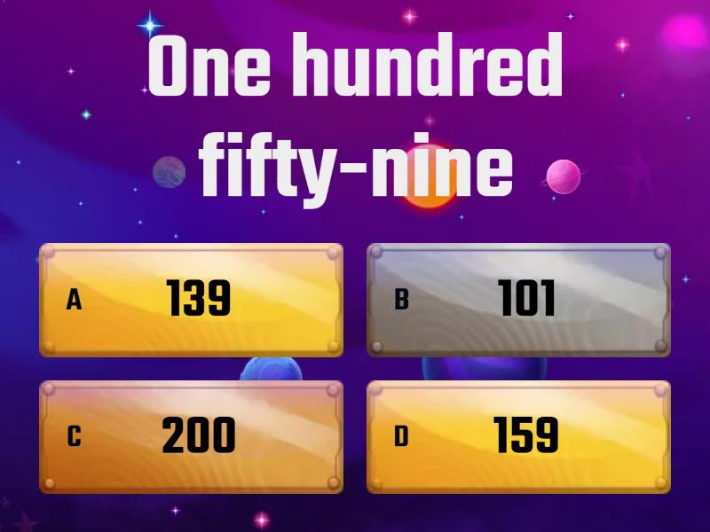 Match the number and the number names - Questionário