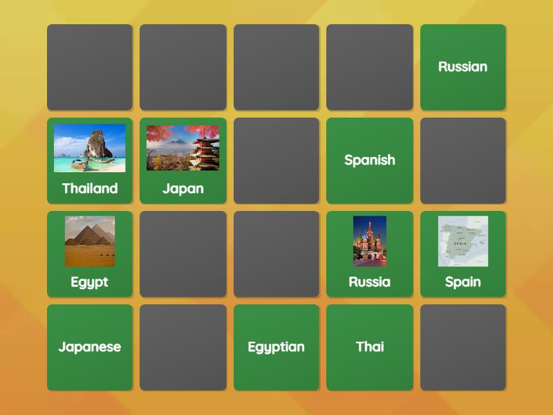 ESOL E2 Countries and Nationalities - Matching pairs