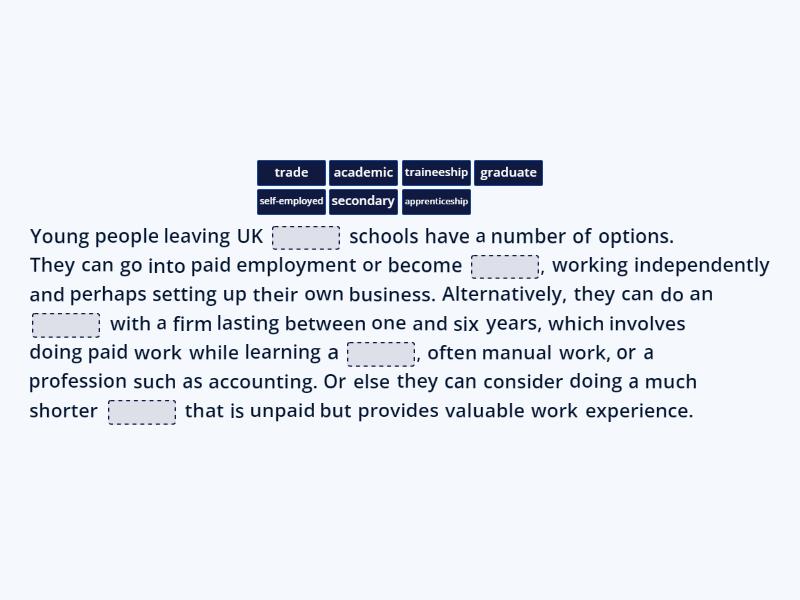 U5 Compact First Lexis: Work & Study - Complete the sentence