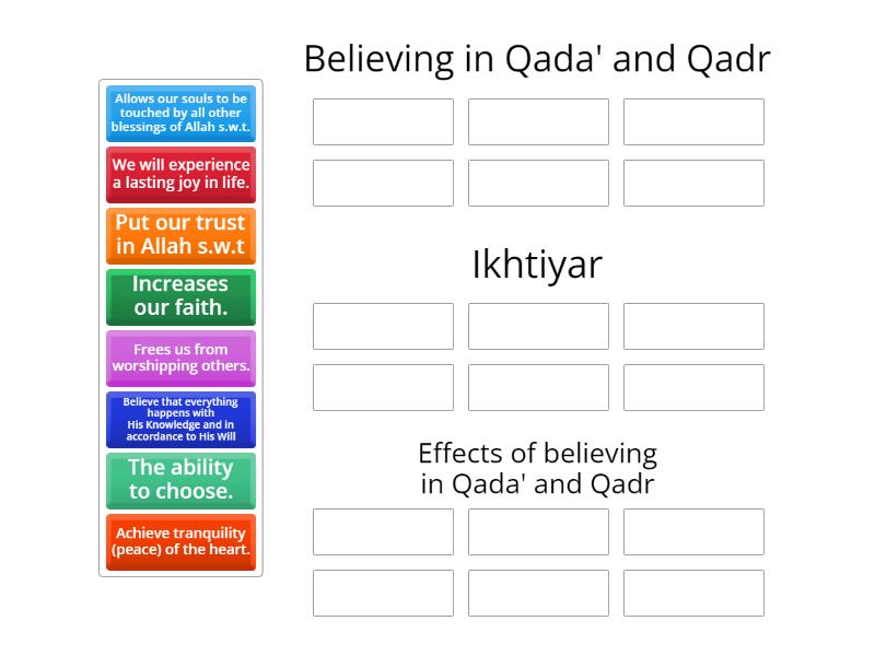 Lesson 7: Let's Believe in the Qada' and Qadr - Group sort