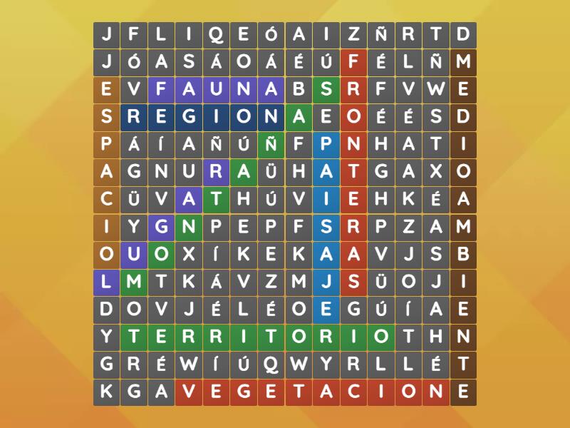 Categorias del espacio geografico - Sopa de letras