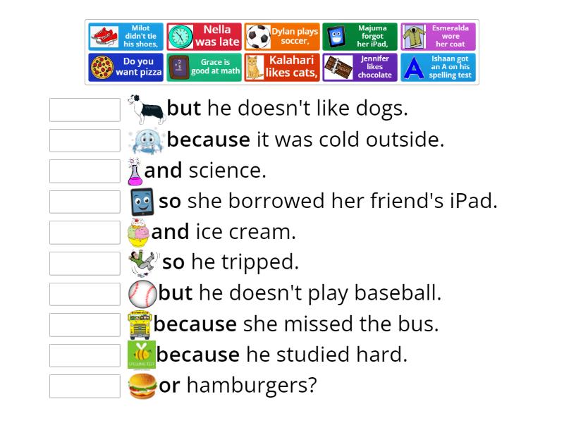 Conjunctions - Match up