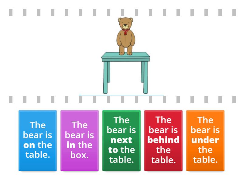 Prepositions Bear. - Find the match