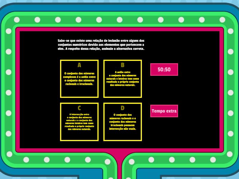 conjuntos numéricos - Game show de TV