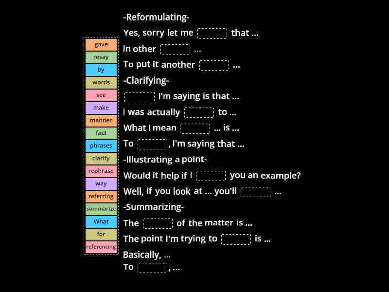 Getting your point across - Complete the sentence