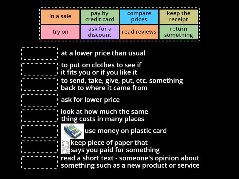 RM A2+ 5C vocab shopping - Match up