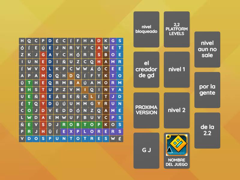 TEST DE GEOMETRY DASH - Wordsearch