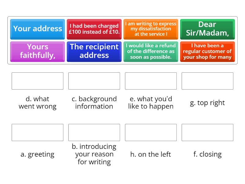 Formal Letter of complaint - Match up