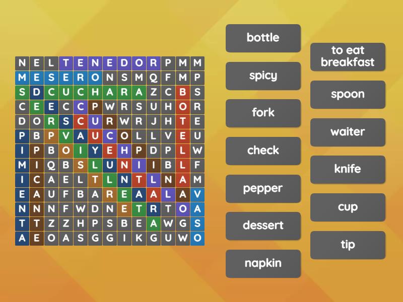 El Restaurante - Wordsearch