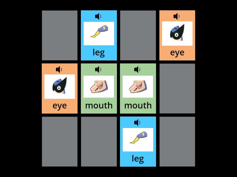 Kid's Box starter Unit 6 body parts - Согласующиеся пары