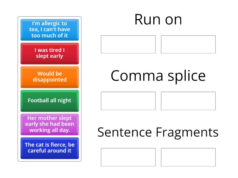 Sentence Errors - Group sort