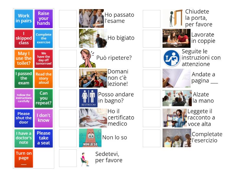 Frasi in classe - Match up