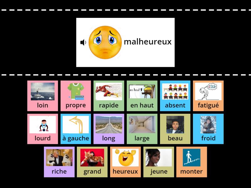 Vocabulaire le contraire - Find the match