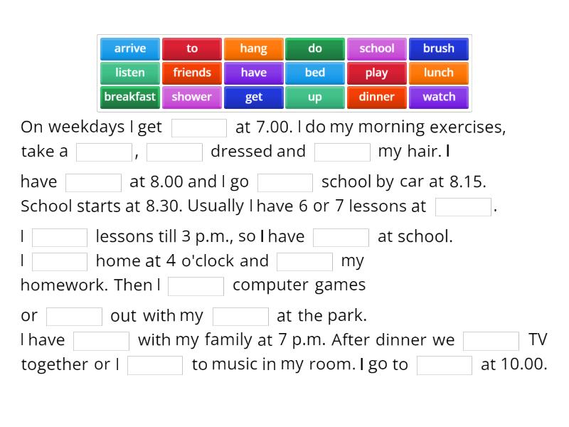 My daily routine - Complete the sentence