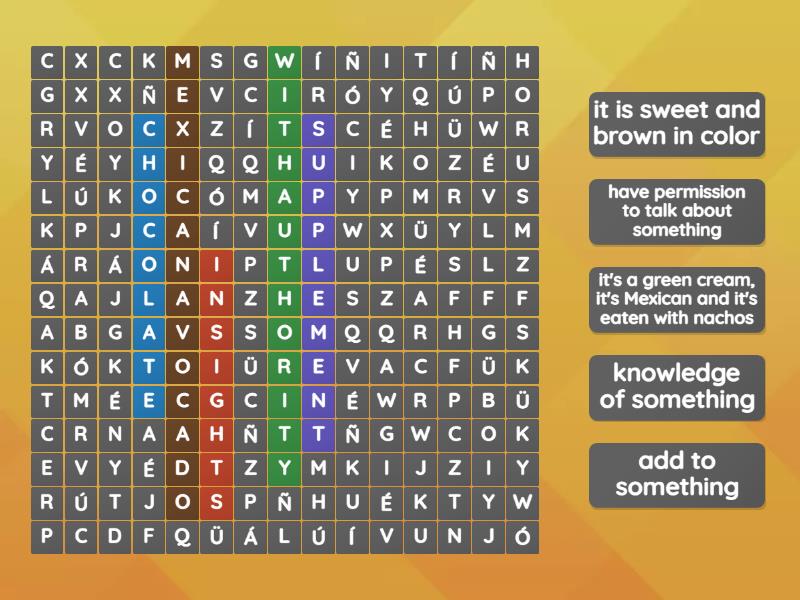 vocabulary game unit 6 - Wordsearch