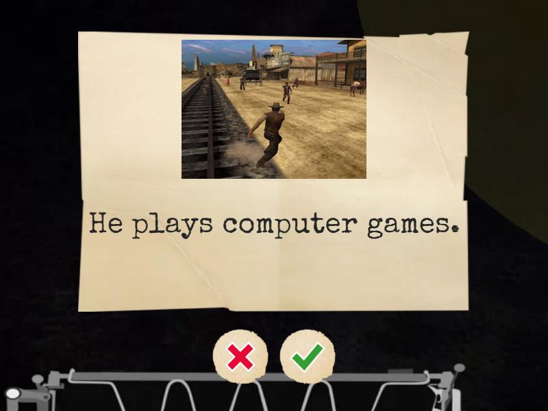 I play computer games. - Flash cards