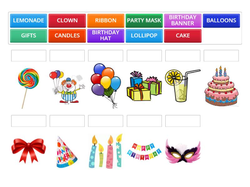 Birthday vocabulary SAN - Match up